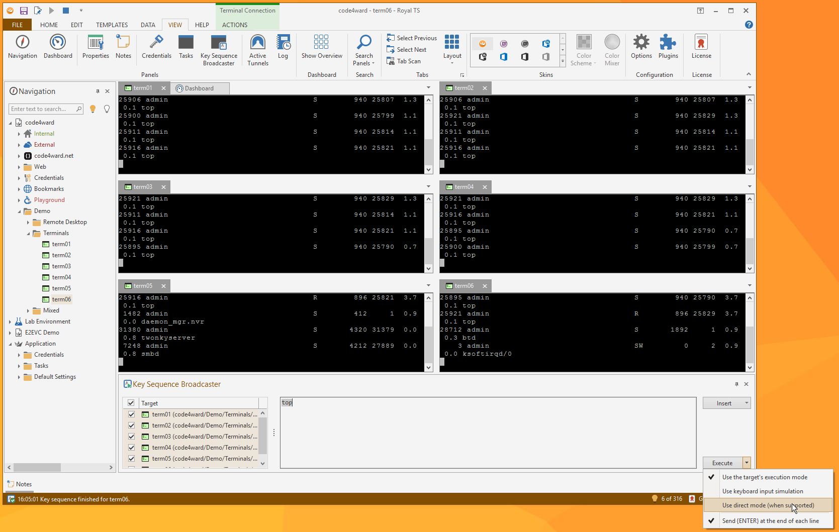 Royal TS 3.2: Key Sequence Broadcaster Panel | Royal Apps